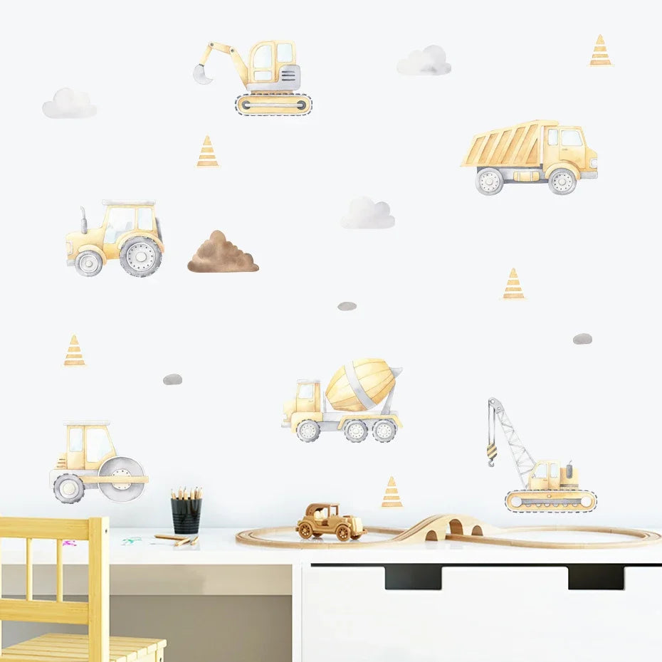 Construction Fun Wall Decal Stickers - Muted Yellow Watercolour – KASIE ...