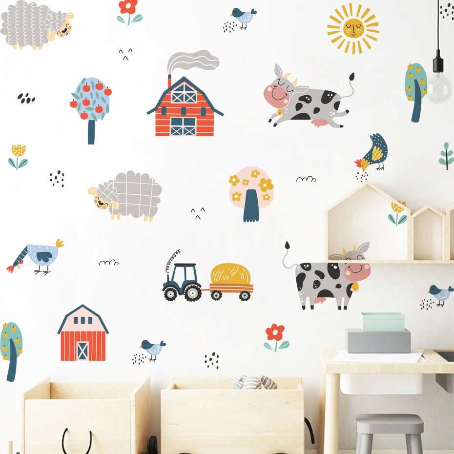 Farm Fun Wall Decal Stickers - Barns & Happy Cows – KASIE's Room
