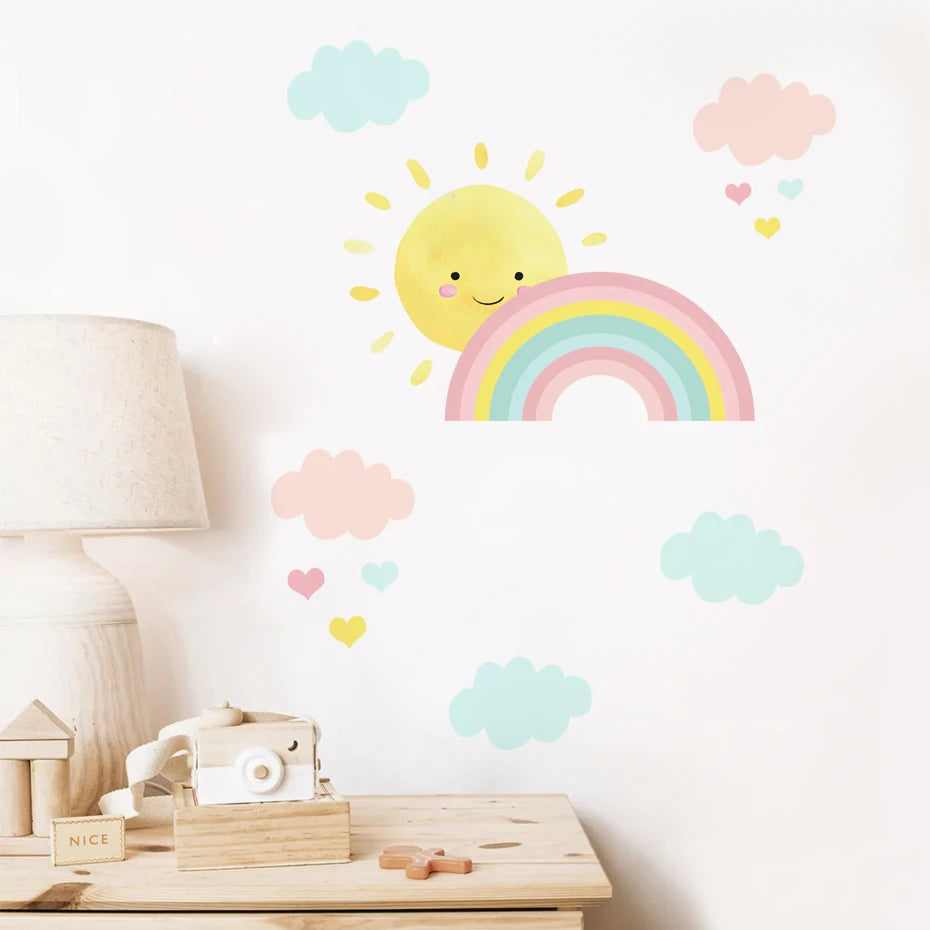 Pretty Days Wall Decals Stickers - Pastel Sun, Rainbow & Clouds – KASIE ...