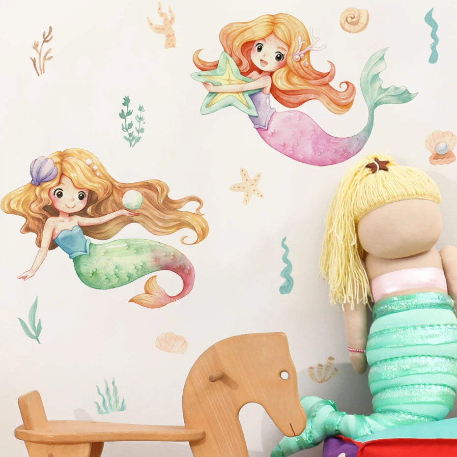 Pretty Mermaid Wall Decal Stickers - Rainbow Tails – KASIE's Room